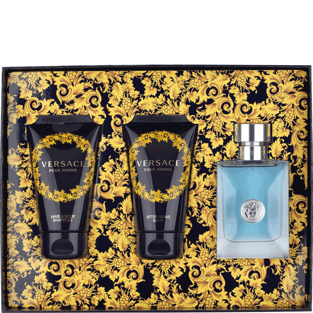 Versace Pour Homme Geschenkset Eau de Toilette 50 ml + Duschgel 50 ml + After Shave Balsam 50 ml ...